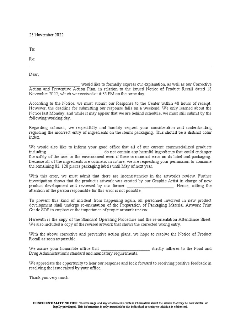 Product recall response | PDF | Packaging And Labeling | Information