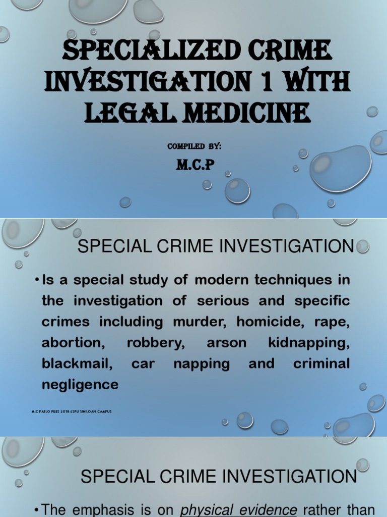 Specialized Crime Investigation 1 With Legal Medicine | PDF | Miranda V ...