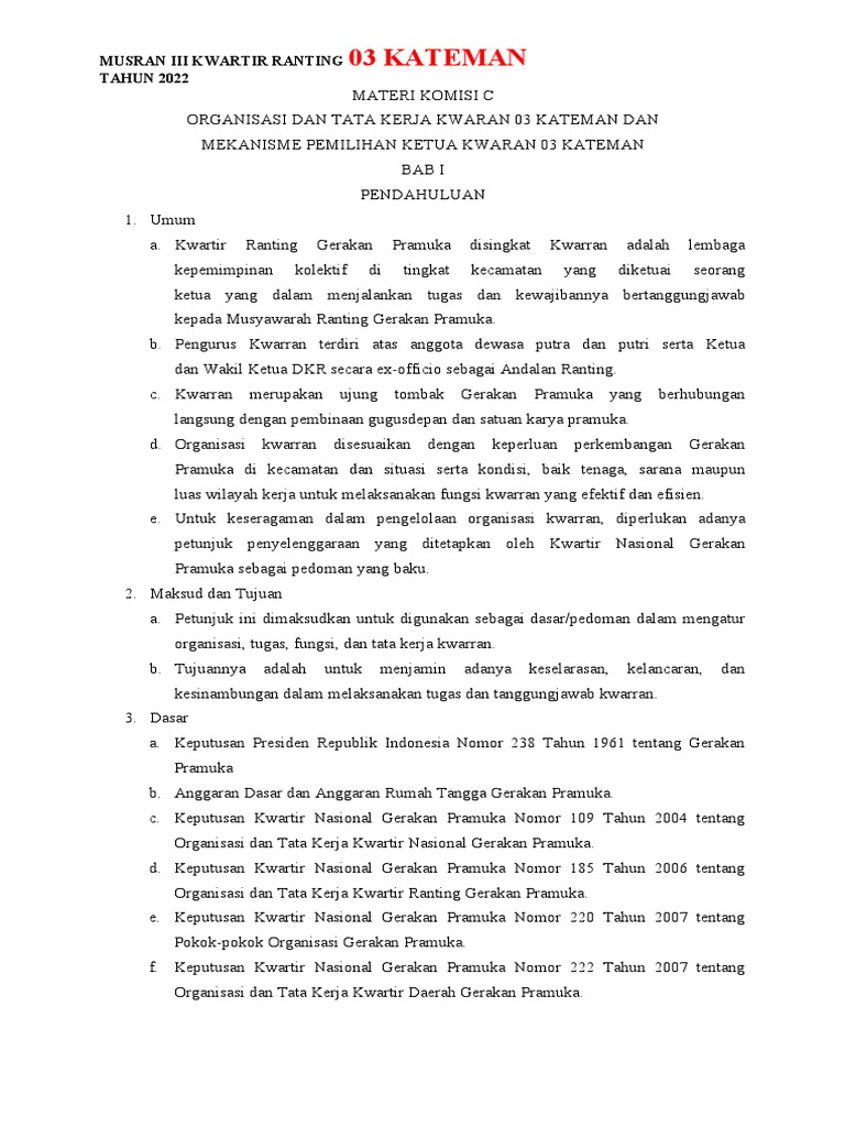 Struktur dan Tugas Kwarran 03 Kateman | PDF