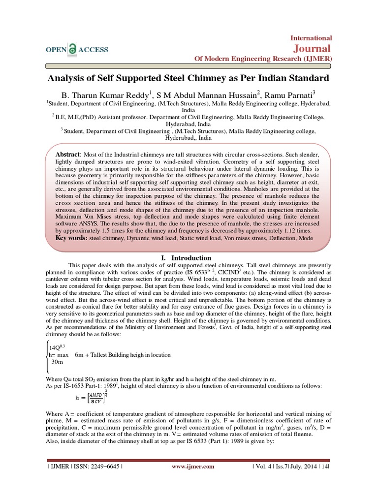 Analysis of Self Supported Steel Chimney | PDF | Chimney | Stress (Mechanics)