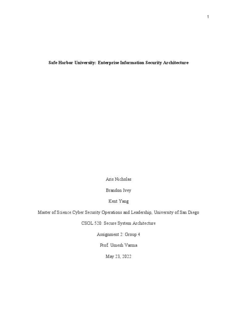 Csol 520 Assignment 2-Group 4-Enterprise Information Security Architecture | PDF | Information ...