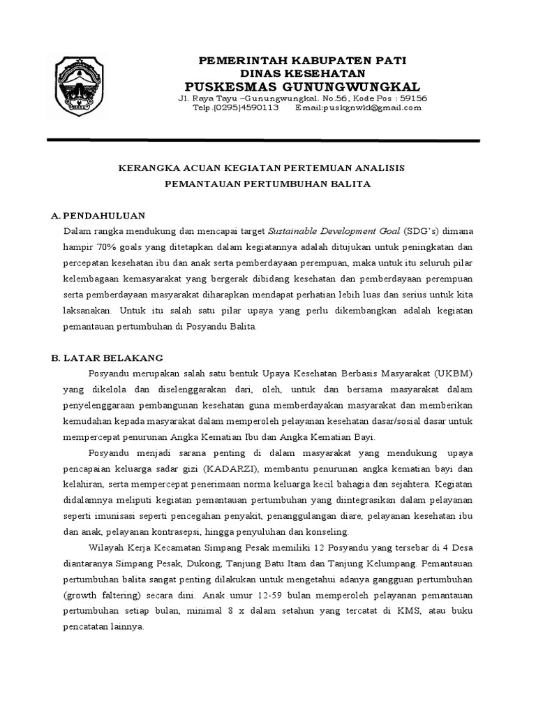 Kerangka Acuan Analisis Pemantauan Pertumbuhan | PDF