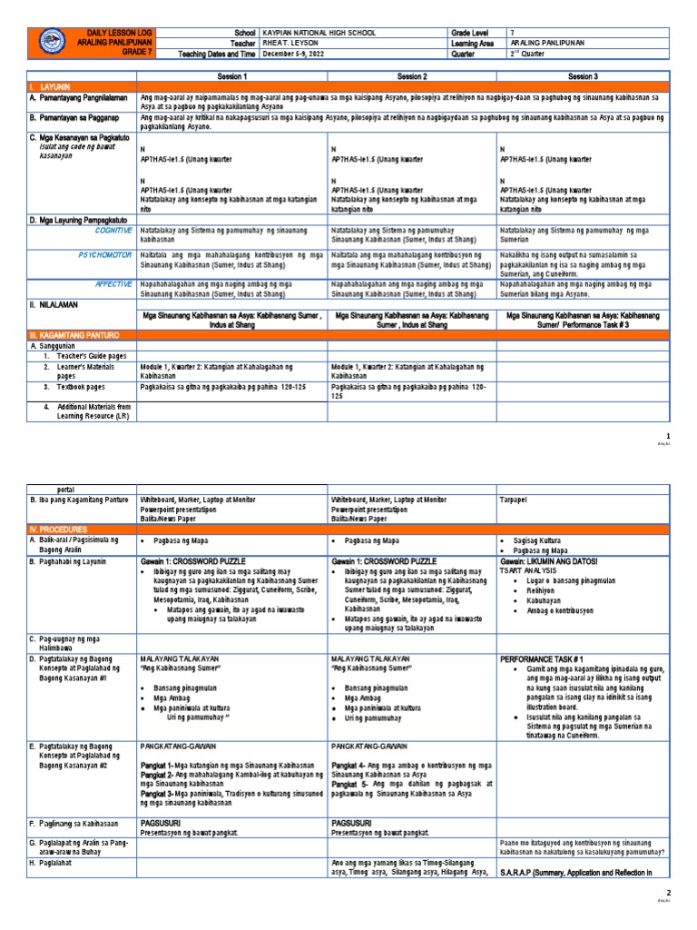 DLL - AP7 - 2022-2023 - LEYSON-week15 - 2nd Quarter | PDF