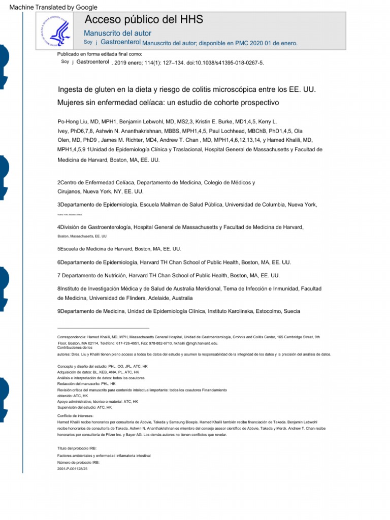 Colitis Microscópica y Gluten Español | PDF | Enfermedad celíaca | Gluten
