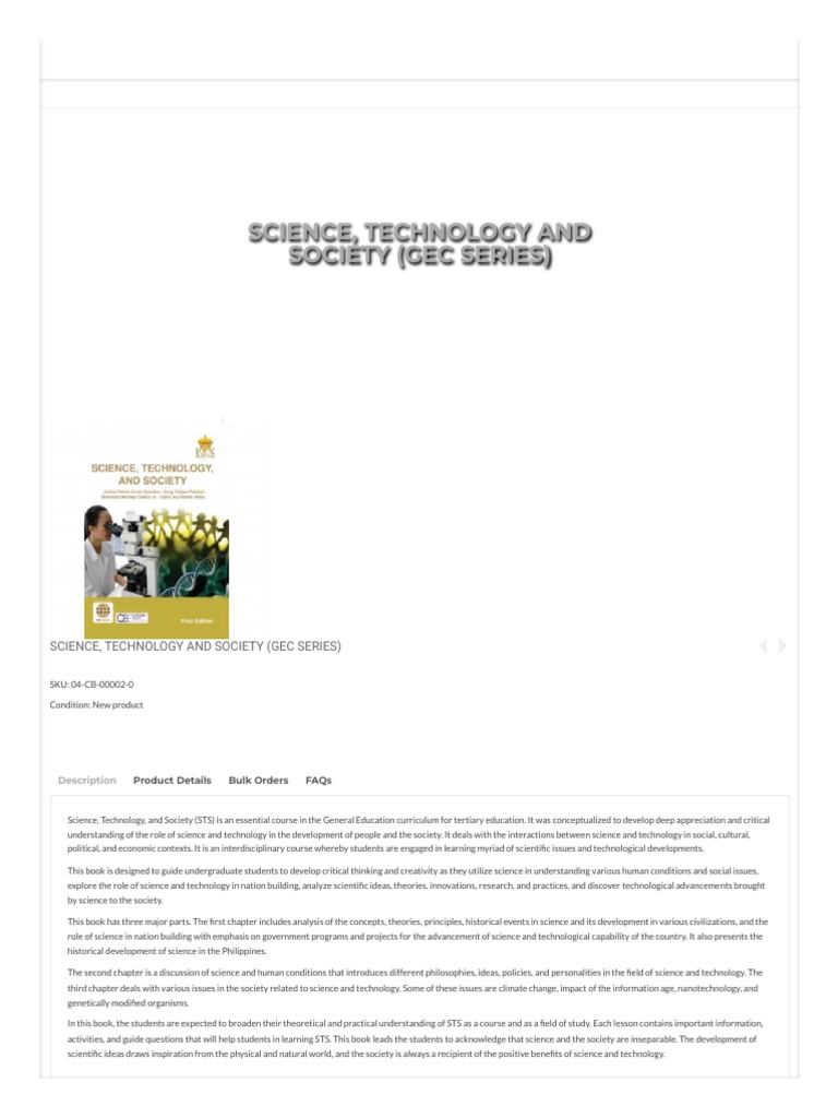 Science, Technology and Society - Tertiary Books - Rex Bookstore Inc ...