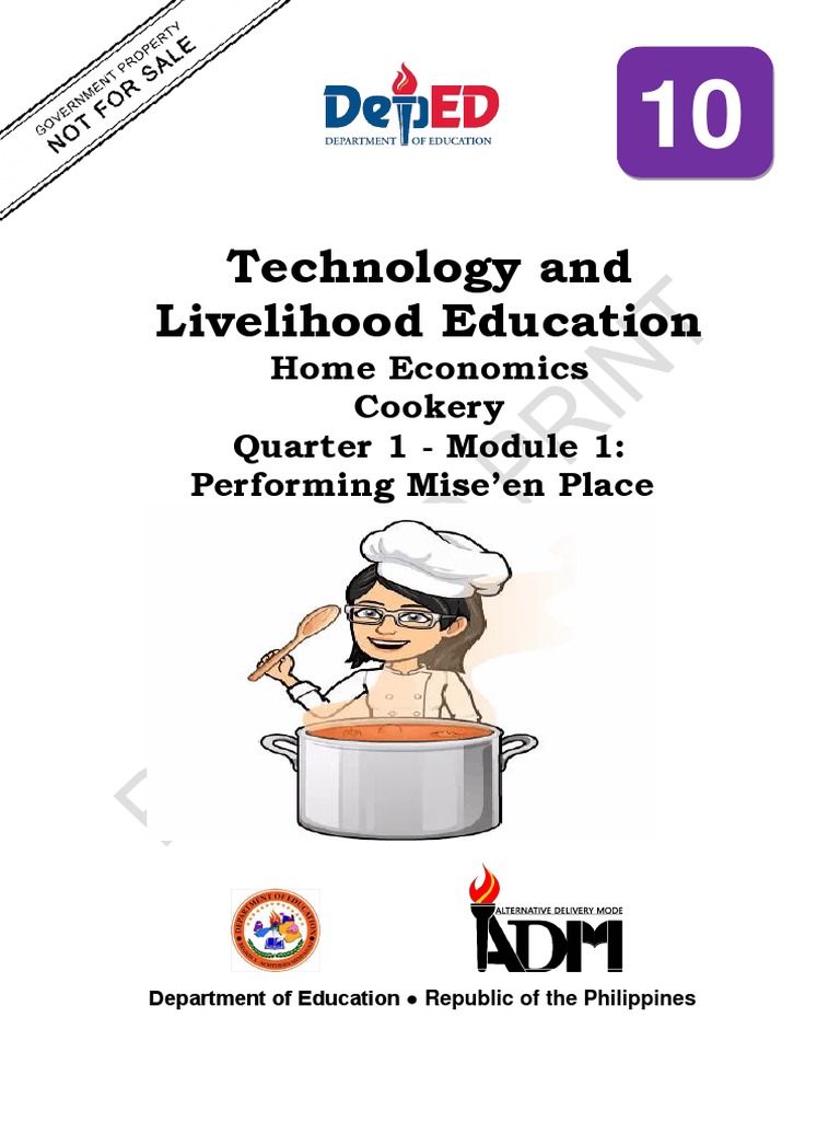 Tle10 He Cookery q1 Mod1 Performingmise Enplace v5 | PDF | Dishwasher ...