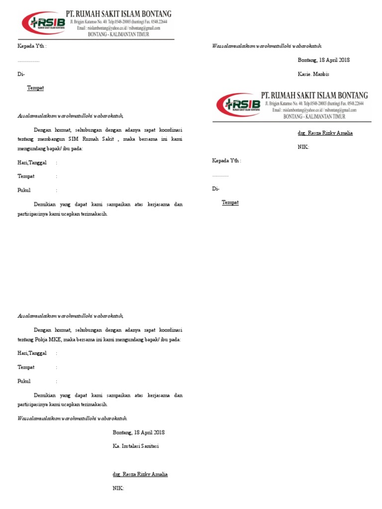 Form Undangan Rapat | PDF