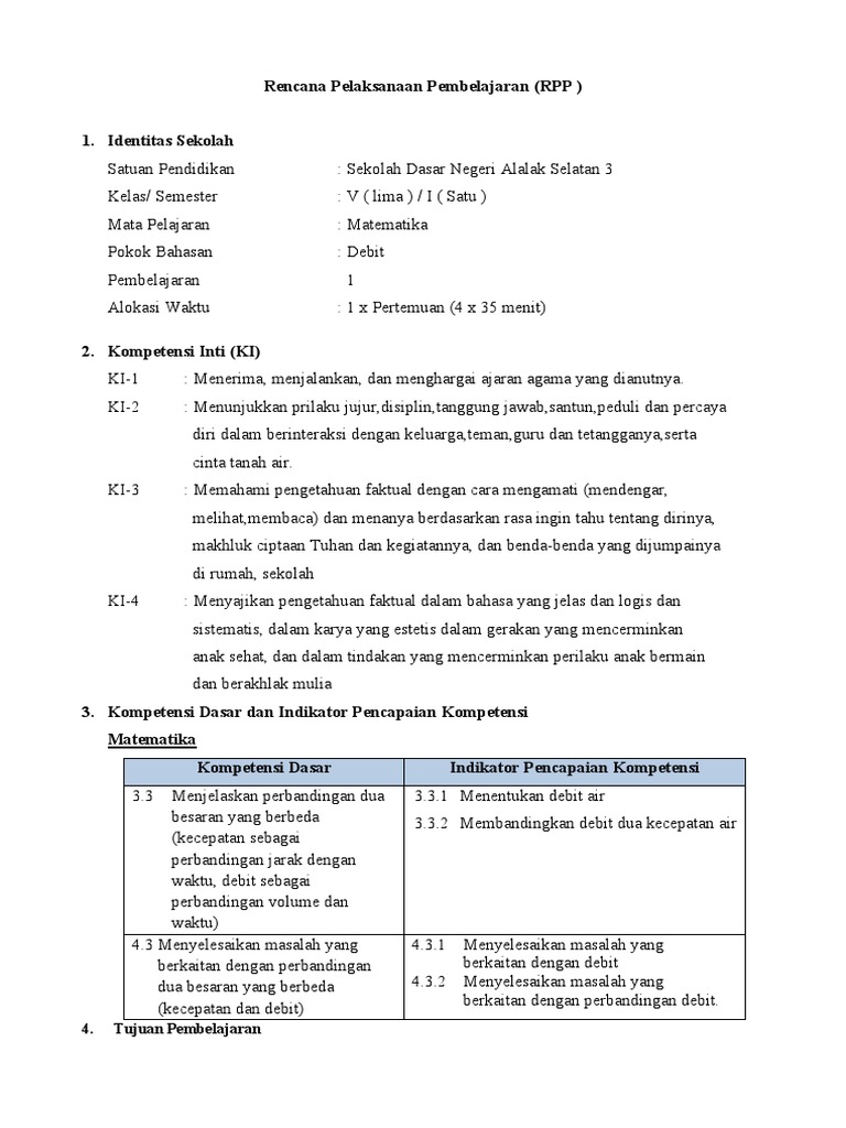 Rencana Pelaksanaan Pembelajaran (RPP) 1. Identitas Sekolah | PDF