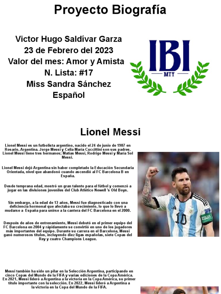 Biografía de Lionel Messi | PDF | Lionel Messi | FC Barcelona