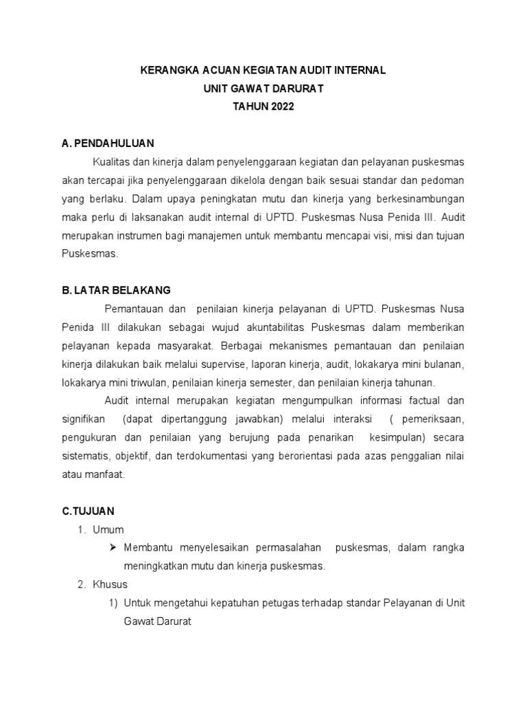 KAK Audit 2022 Unit UGD | PDF