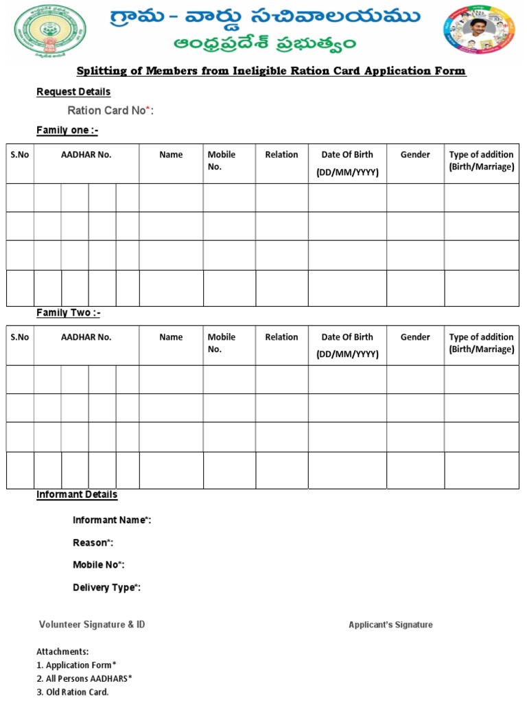 Ineligible Rice Card Application Form | PDF