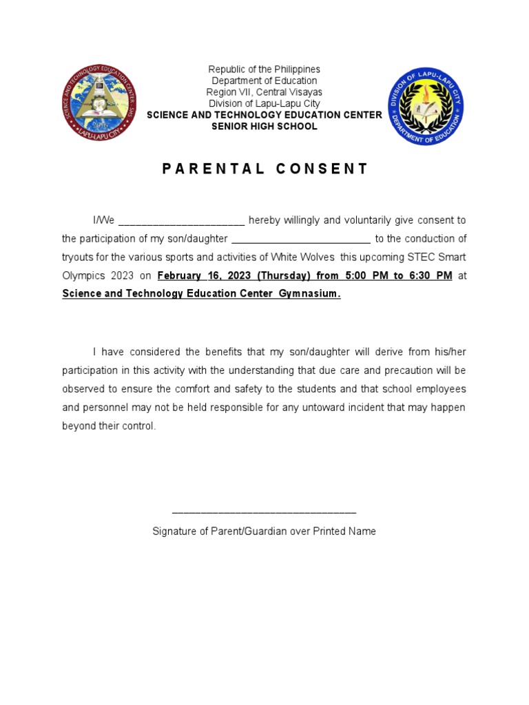 Tryouts Parents Consent | PDF