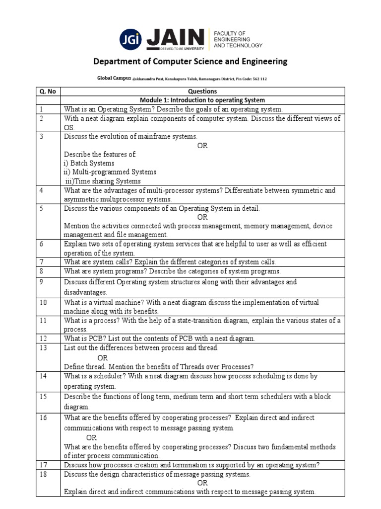 Os Q.B Module 1-4 | PDF | Scheduling (Computing) | Operating System