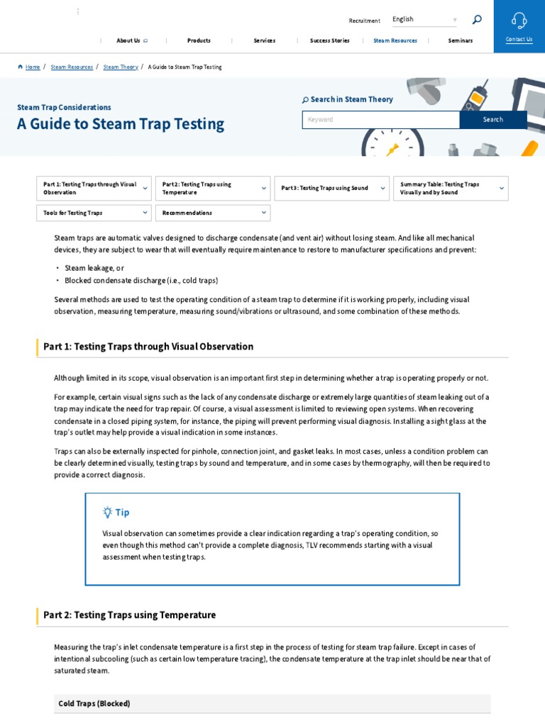 A Guide To Steam Trap Testing - TLV | PDF | Leak | Sound