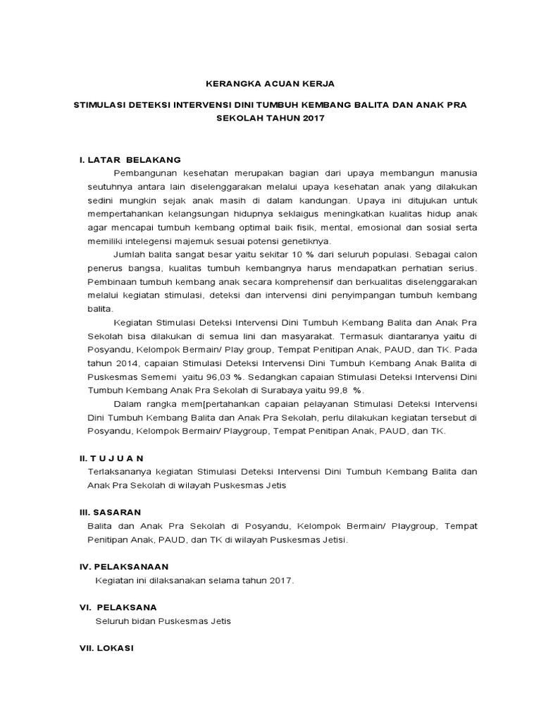 KAK DDTK Balita dan Apras | PDF