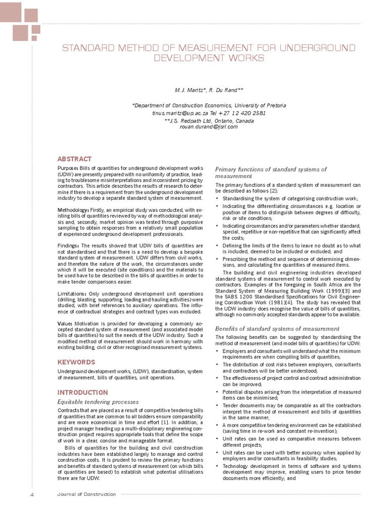 Standard Method of Measurement | PDF | Procurement | Employment