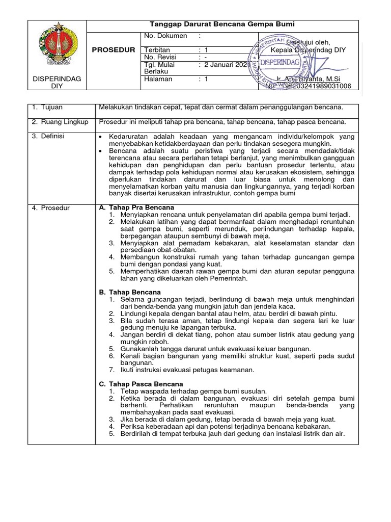 SOP Tanggap Darurat Bencana | PDF