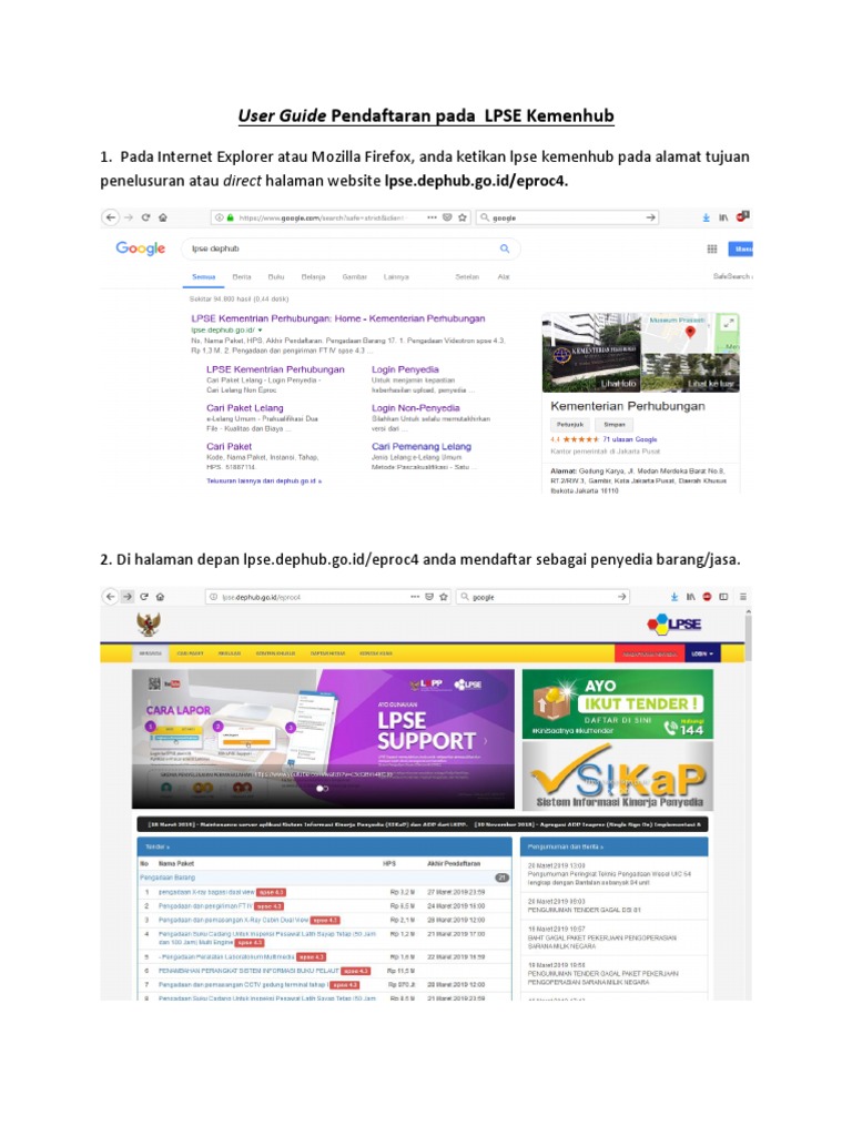 User Guide Pendaftaran Pada LPSE Kemenhub | PDF | Karier & Perkembangan