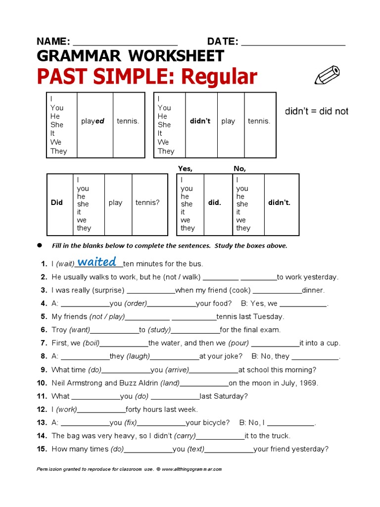 Atg Worksheet Past Reg | PDF