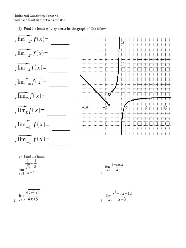 Calculus Limits Practice | PDF | Tangent | Mathematical Physics