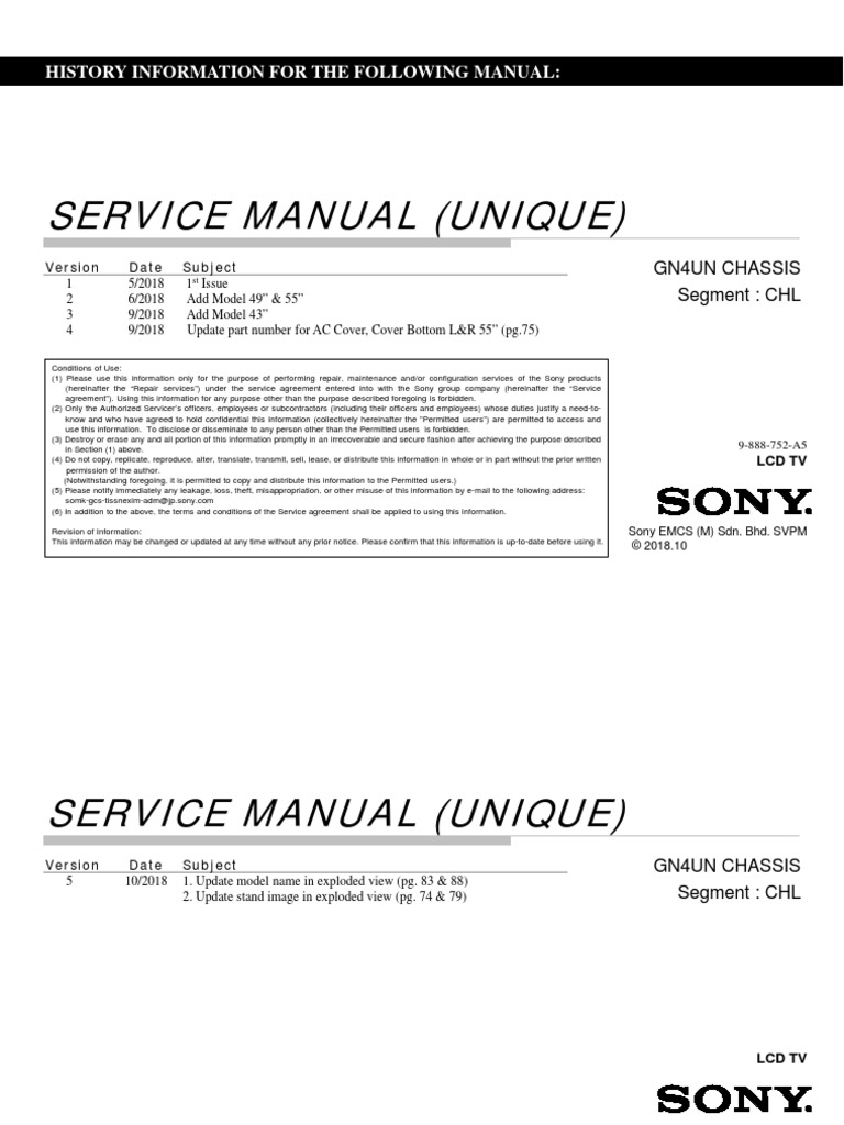 Sony KD-43X705F Chassis GN4UN | PDF | Manufactured Goods | Electronics