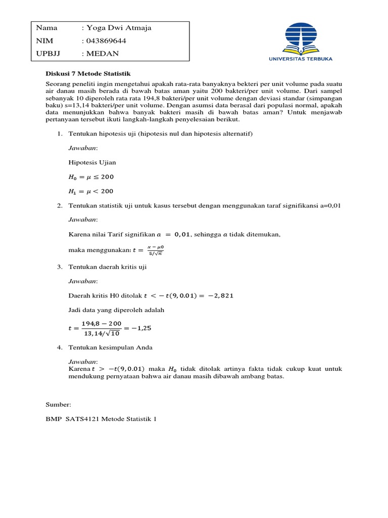 Diskusi 7 Metode Statistik 1 | PDF