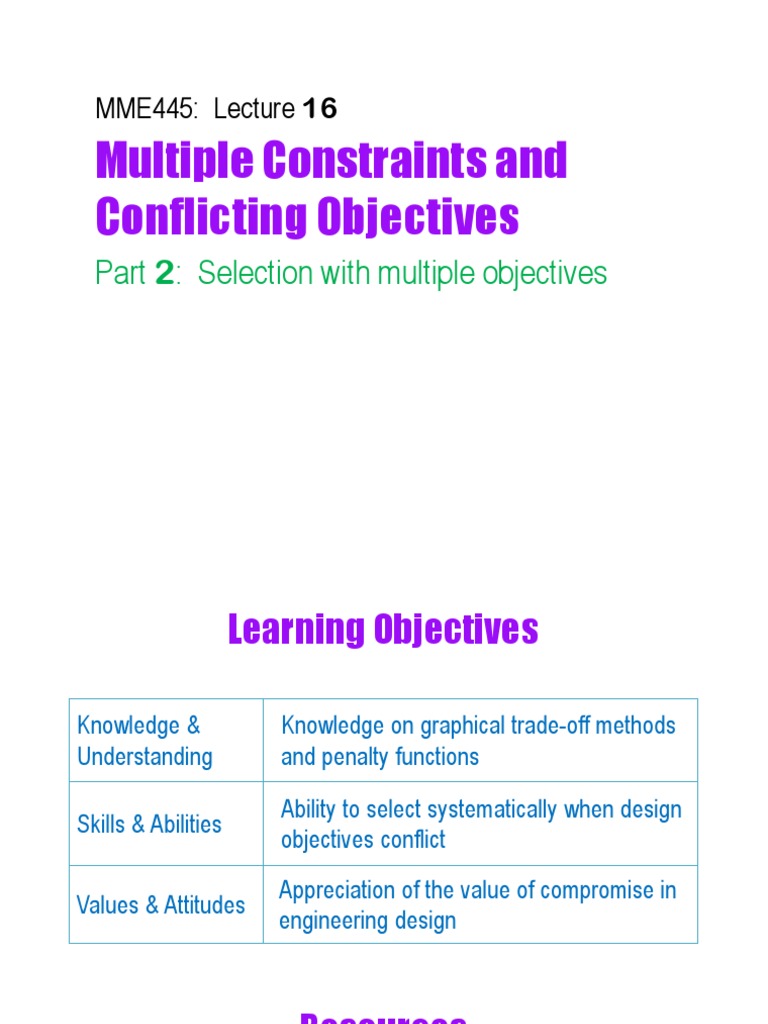 Lec 16 - Multiple Objectives | PDF | Mathematical Optimization | Alloy