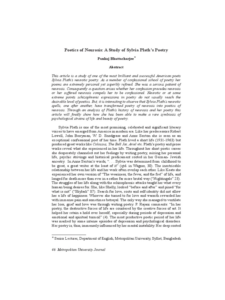 Poetics of Neurosis AStudy of Sylvia Plath's Poetry | PDF | Sylvia ...