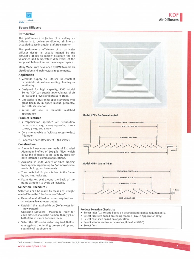 KMC Air Outlets - Grills & Diffusers | PDF | Building Engineering | Equipment