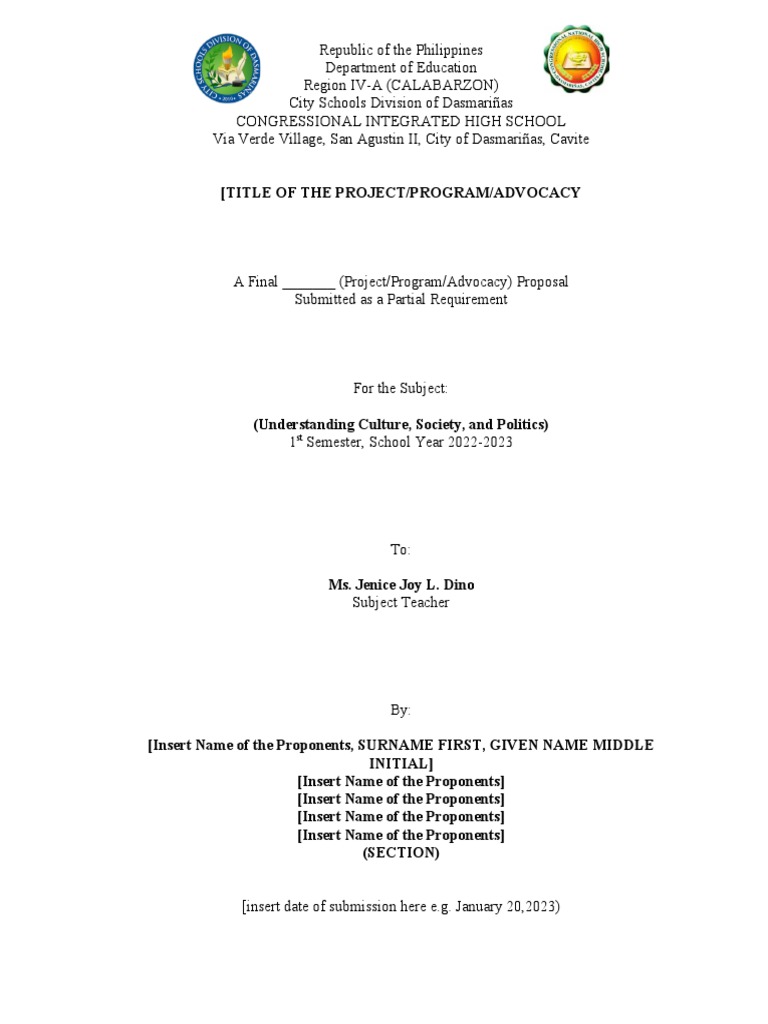 UCSP Project Advocacy Proposal | PDF | Cognitive Science | Cognition