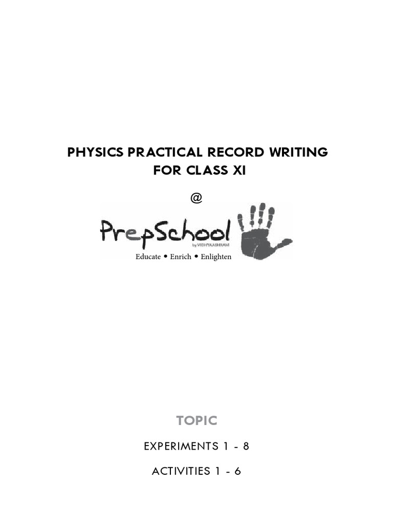 Physics Practical Record Writing Class Xi Pdf Pendulum