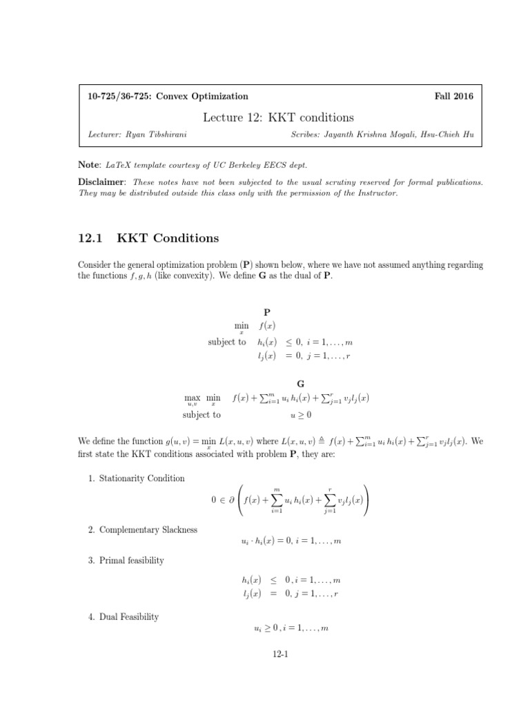 KKT Scribed | PDF | Linear Programming | Systems Analysis