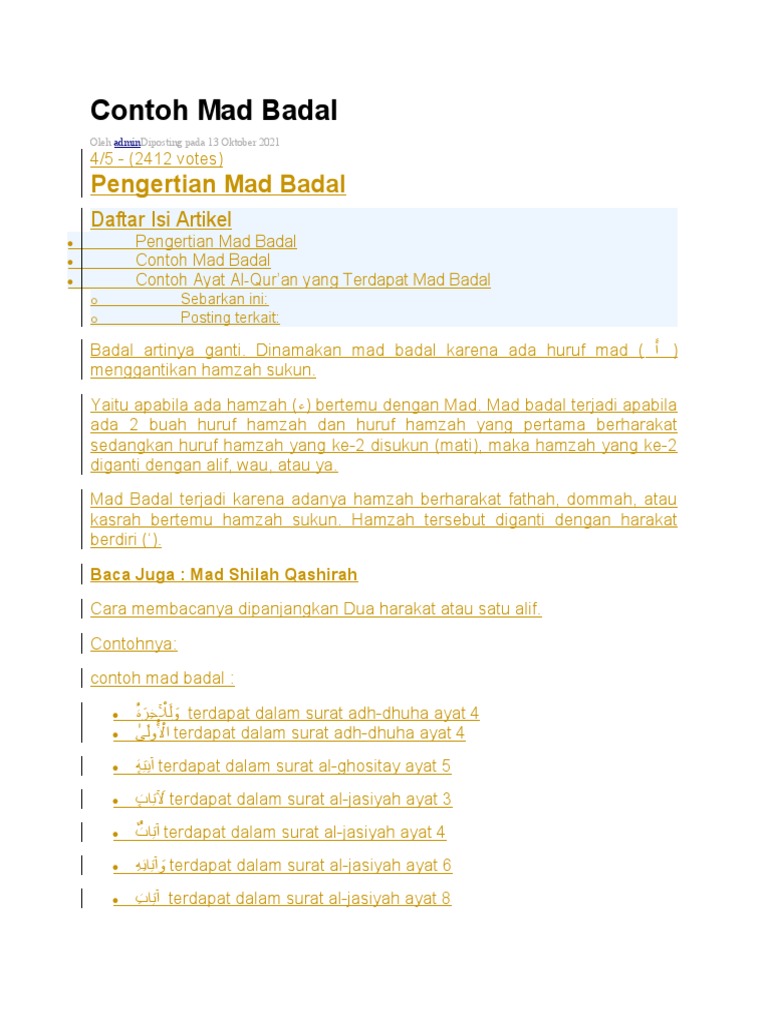 Contoh Mad Badal | PDF