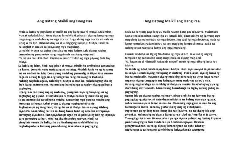 Ang Batang Maikli Ang Isang Paa | PDF