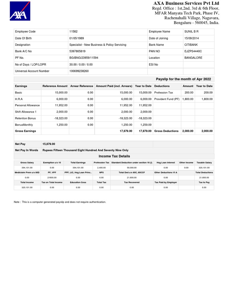 Payslip 4 2022 | PDF | Tax Deduction | Taxes