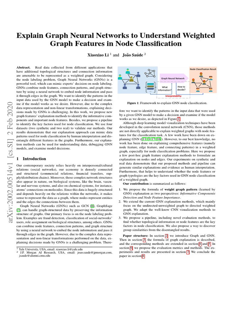 Explain Graph Neural Networks To Understand Weighted Graph Features In Node Classification Pdf
