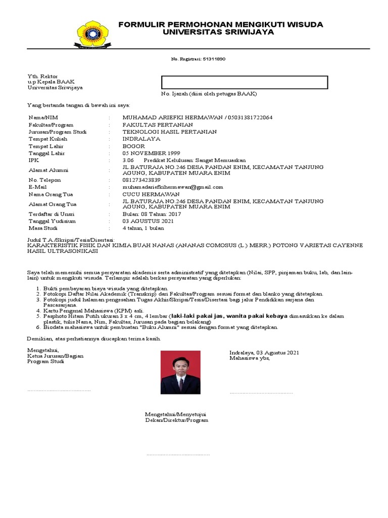 Formulir Pendaftaran Wisuda | PDF