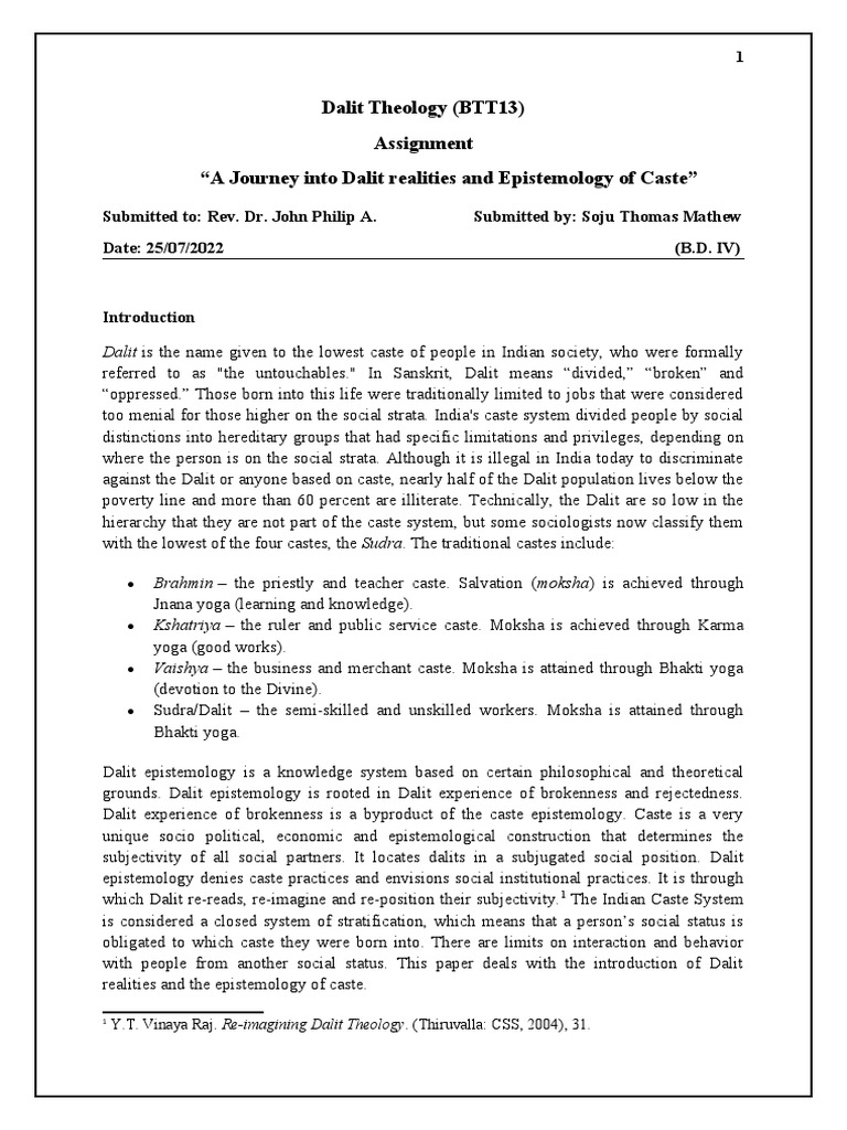 Dalit Theology | PDF | Dalit | Caste