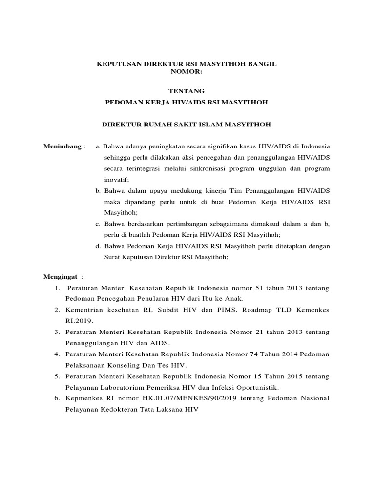 SK Pedoman Kerja Hiv Fix | PDF