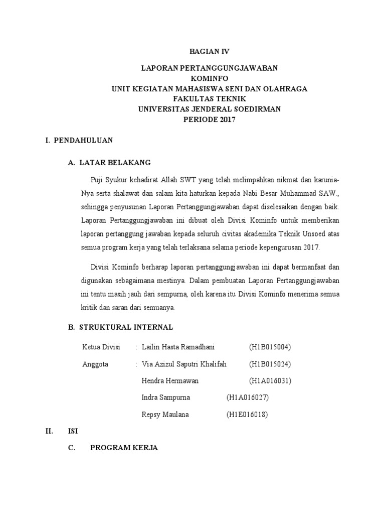 Contoh Laporan LPJ | PDF | Seni