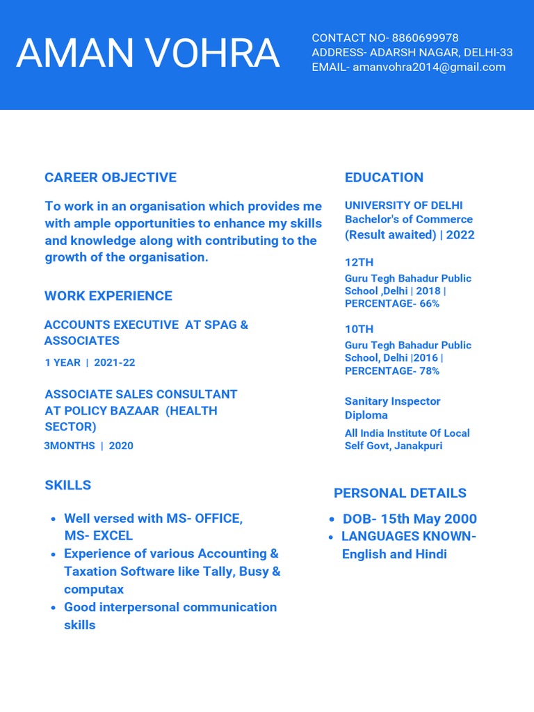 Aman Vohra Resume New | PDF