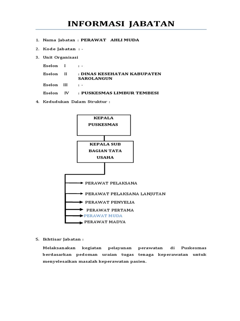 Anjab-Perawat - Ahli Muda (Linda AJ) | PDF