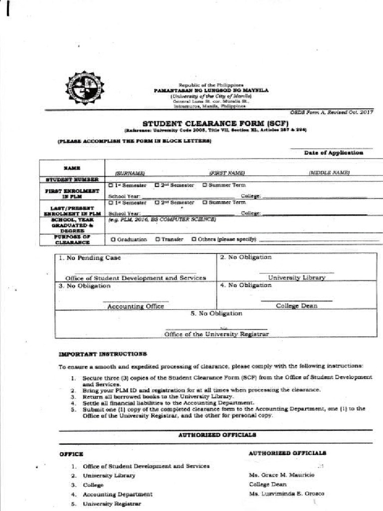 PLM ClearanceForm | PDF
