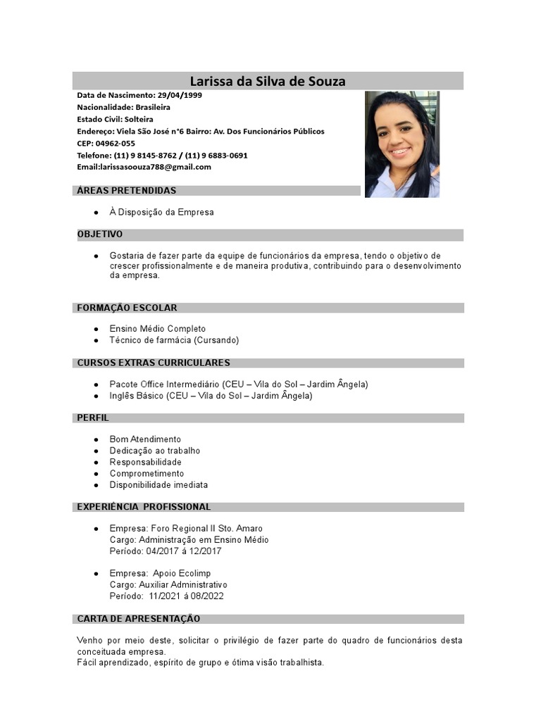 Curriculo Larissa Pdf