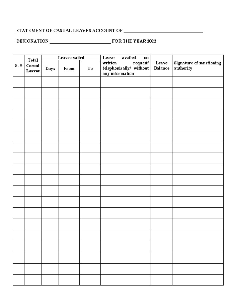 Casual Leave Proforma | PDF