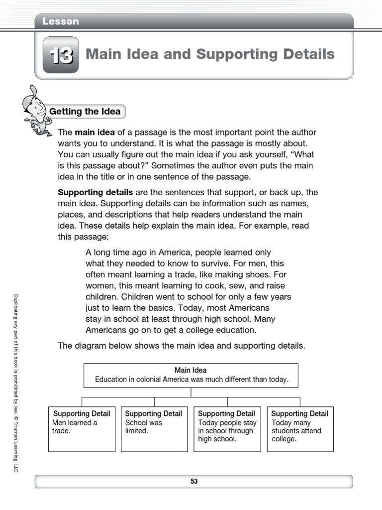 Main Idea and Supporting Details | PDF | Mark Twain | Adventures Of ...