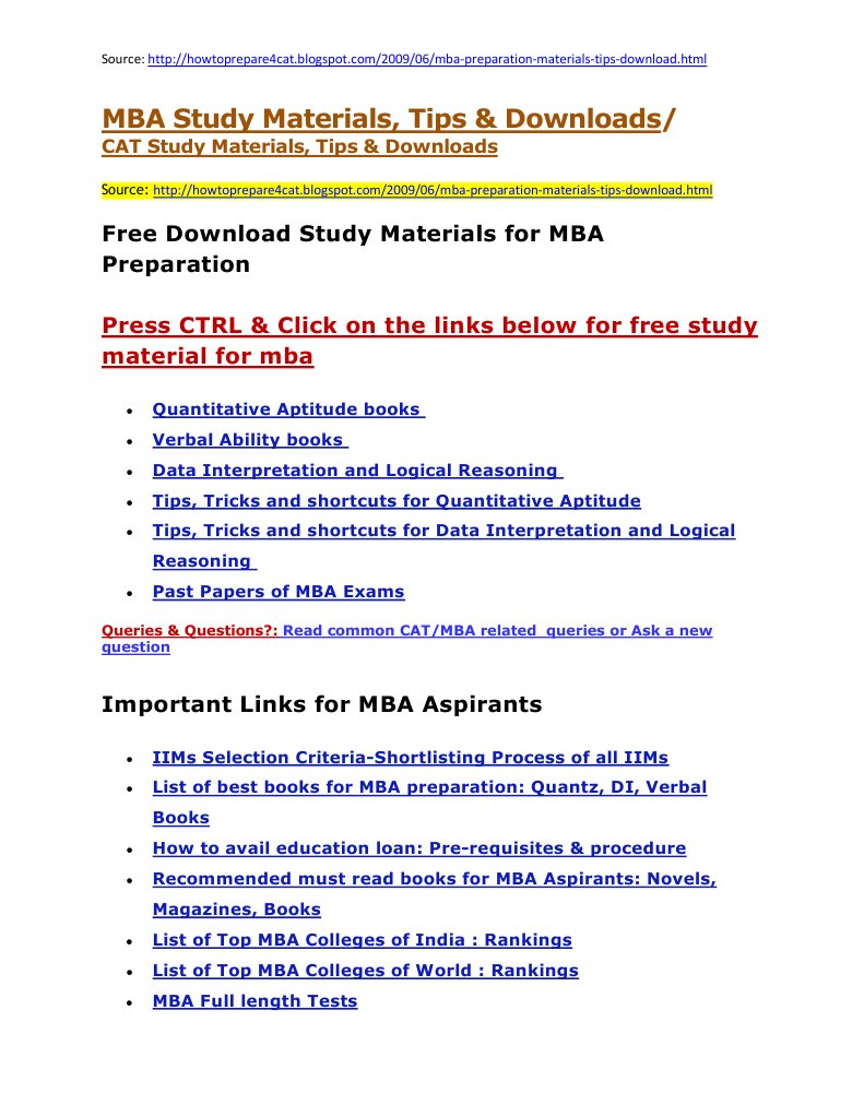 MBA Study Materials | PDF