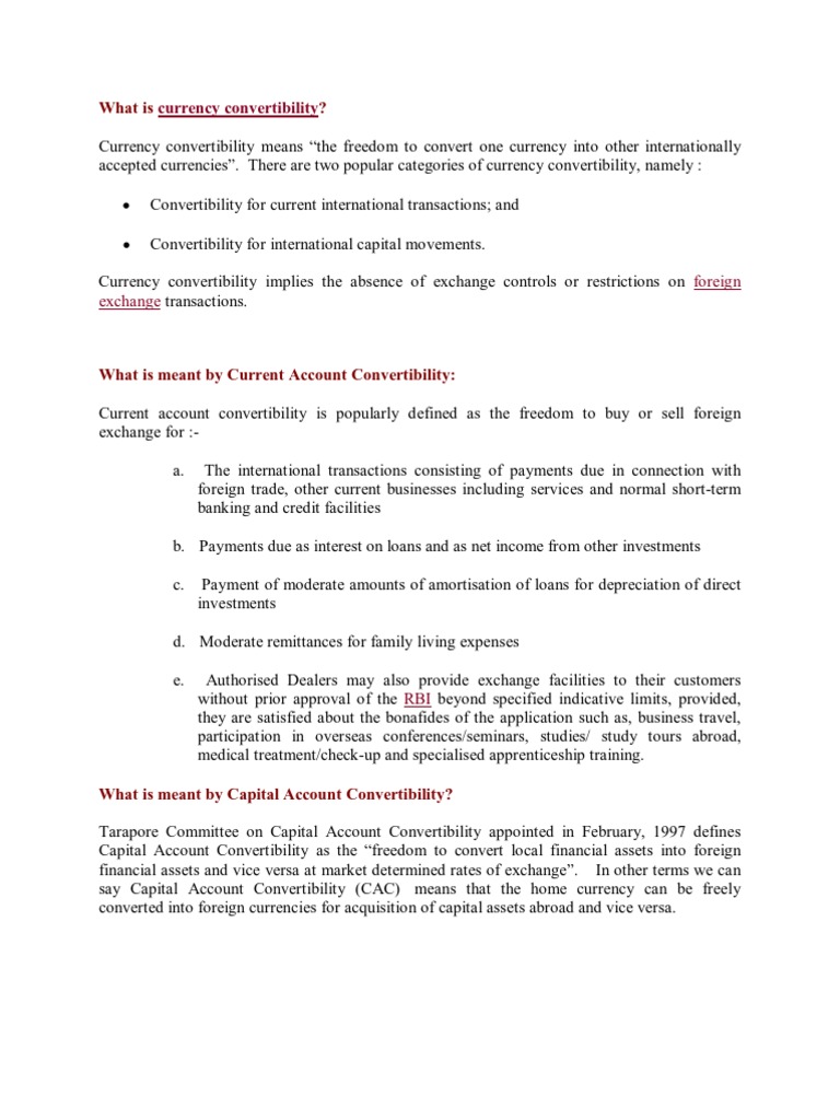 What Is Currency Convertibility | PDF | Current Account | Capital Account