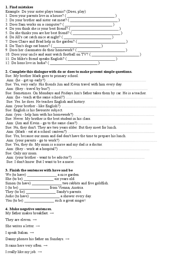 Grammar Exercises: Present Simple Questions | PDF