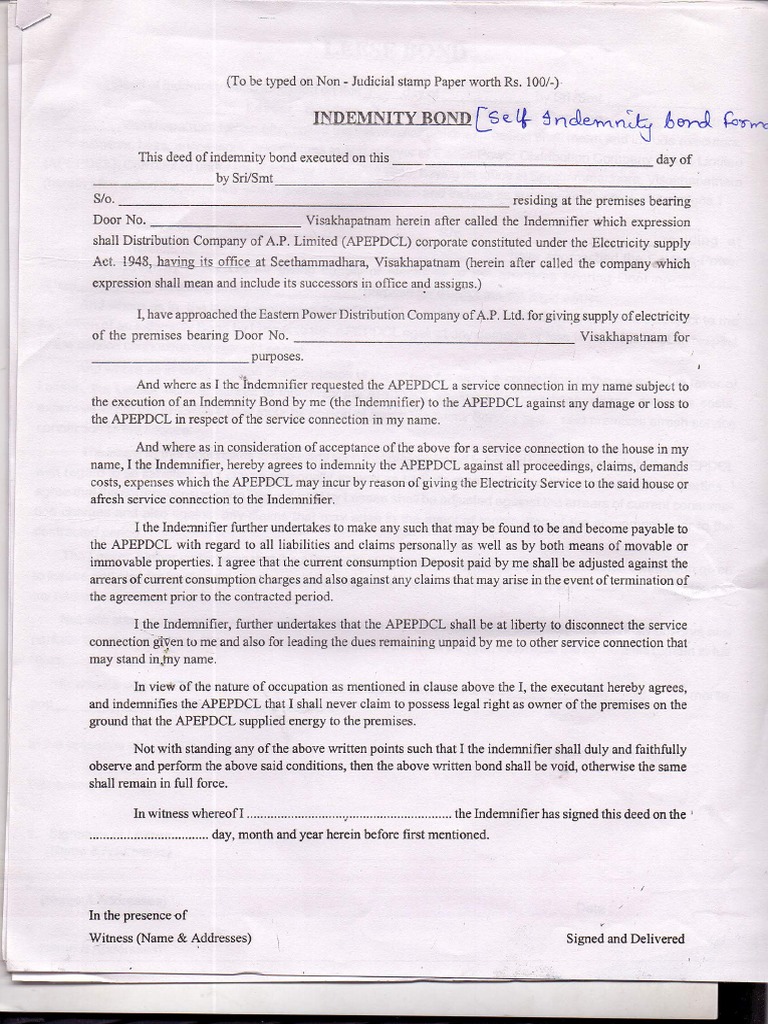 Indemnity Bond | PDF